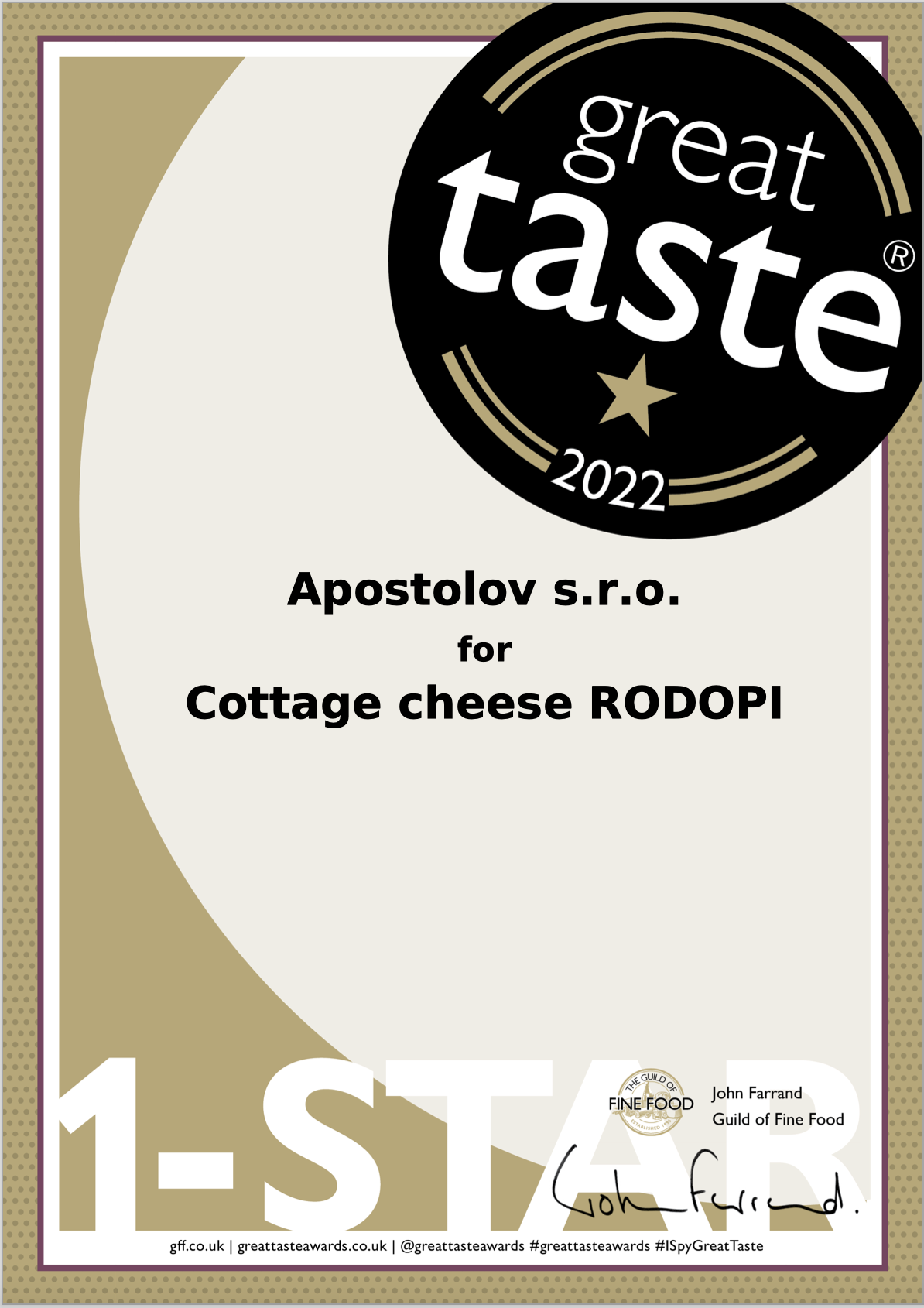 Great Taste pro RODOPI - opět! - RODOPI